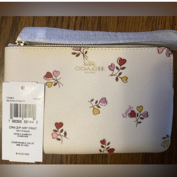 Coach | Bags | Coach Chalk Multi Heart Print Clutch | Poshmark